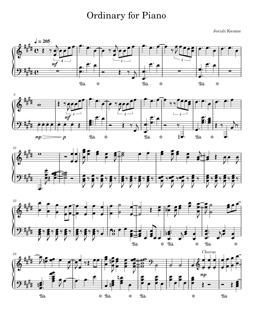 Ordinary by Joriah Kwame Sheet Music for Piano (Solo) | MuseScore.com