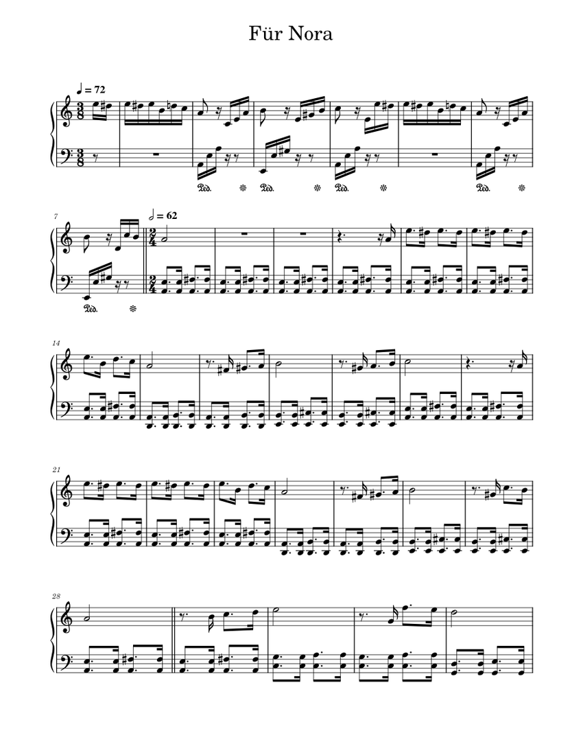 Für Nora Sheet music for Piano (Solo) Easy | Musescore.com