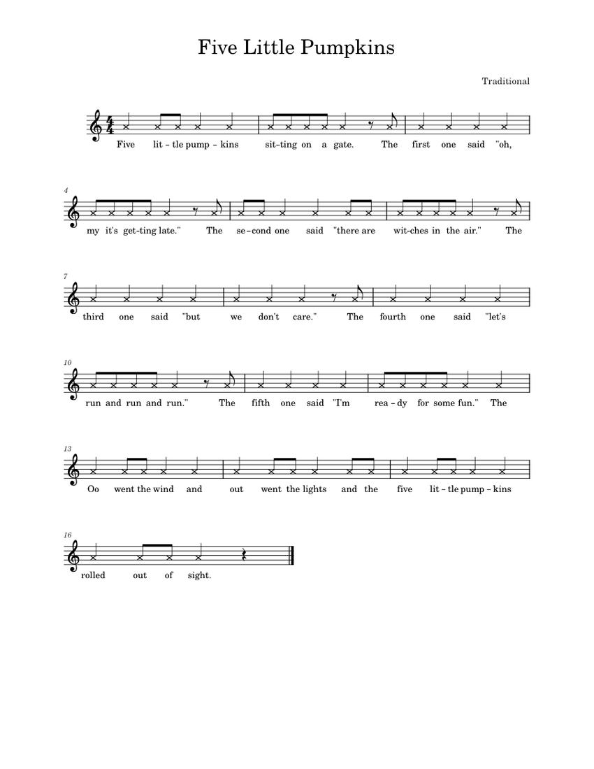 Five Little Pumpkins – Misc tunes Sheet Music for Piano (Solo) Easy ...
