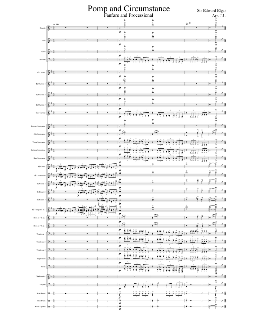 Pomp and Circumstance Sheet music for Trombone, Cornet, Euphonium, Tuba ...