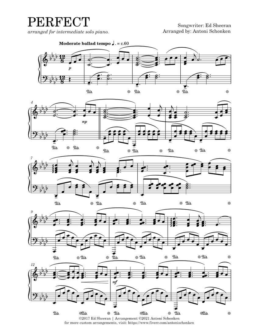 Perfect - Ed Sheeran Sheet music for Piano (Solo) | Musescore.com