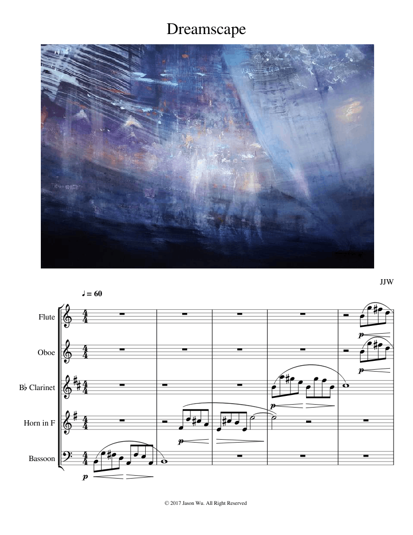 Dreamscape Sheet Music for Flute, Oboe, Clarinet in b-flat, Bassoon ...