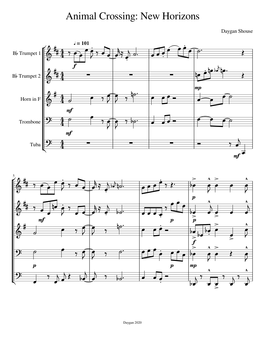 Animal Crossing: New Horizons Sheet music for Trombone, Tuba, Trumpet ...