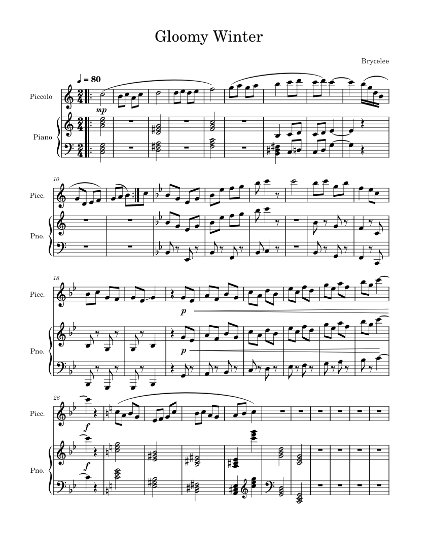 Gloomy Winter - piano tutorial