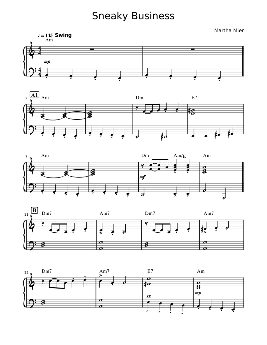 Sneaky Business Sheet music for Piano (Solo) | Musescore.com
