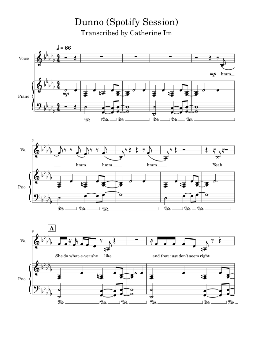 Dunno – Mac Miller Dunno Spotify Session Sheet music for Piano, Vocals ...