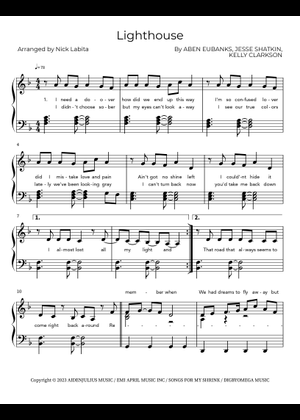 Play Official version of Lighthouse Sheet Music by Kelly Clarkson for ...