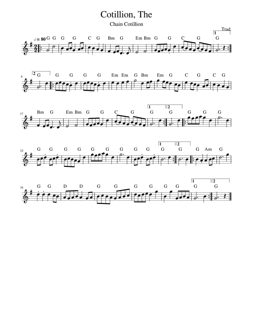 Traditional music - The Cotillion Sheet music for Piano (Solo) Easy ...