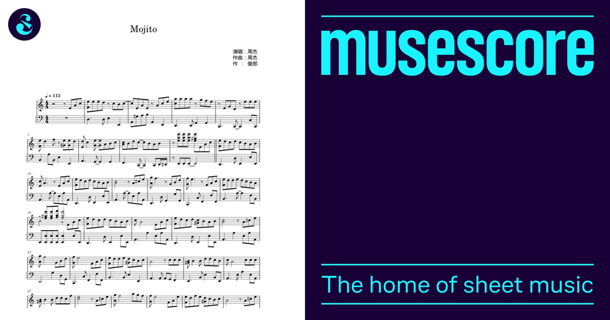 Mojito - 周杰伦 Sheet music for Piano (Solo) Easy | Musescore.com