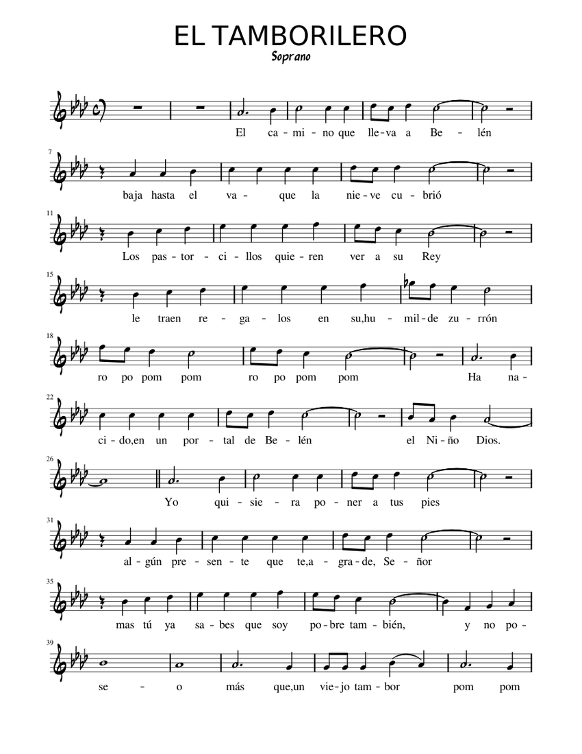 EL TAMBORILERO Sheet Music for Piano (Solo) Easy | MuseScore.com