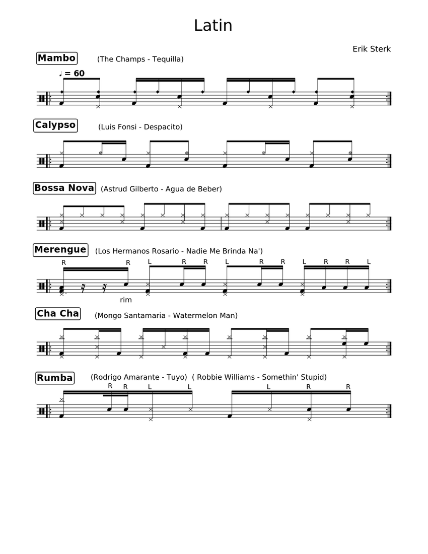 Latin Sheet Music for Drum group (Percussion Ensemble) | MuseScore.com