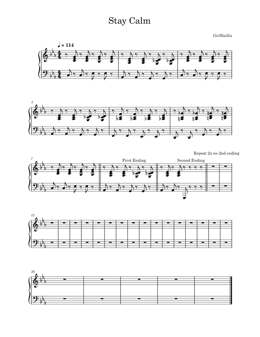 Stay Calm – Griffinilla Sheet music for Piano (Solo) | Musescore.com