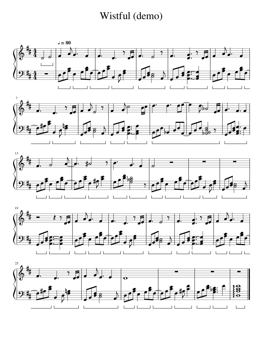 Wistful (demo) Sheet music for Piano (Solo) Easy | Musescore.com