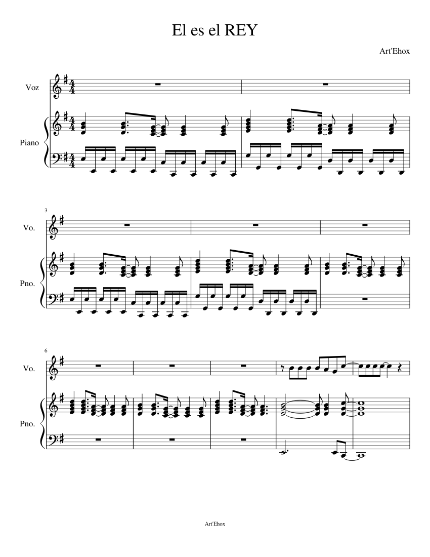 El es el REY Sheet Music for Piano, Vocals (Mixed Ensemble) | MuseScore.com