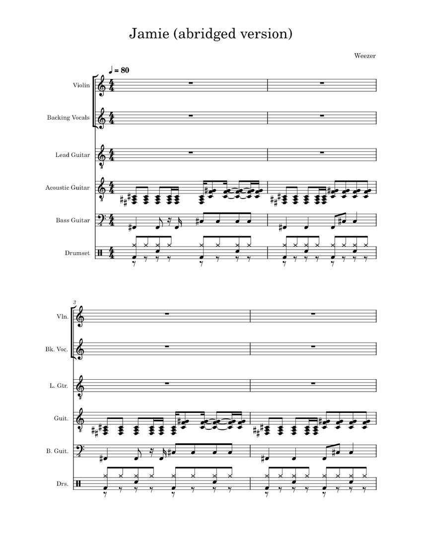 Jamie – Weezer Jamie (abridged version) – Weezer Sheet music for Vocals ...