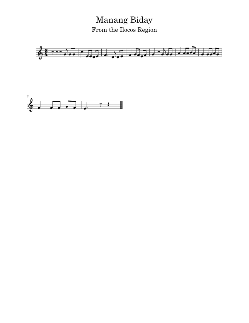 Manang Biday – Misc Traditional Sheet music for Piano (Solo) Easy ...