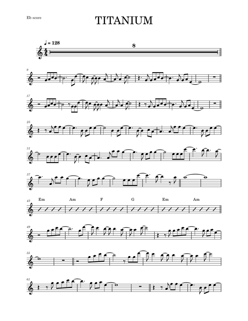 Titanium – David Guetta (Alto Sax RMX) Sheet music for Saxophone alto ...