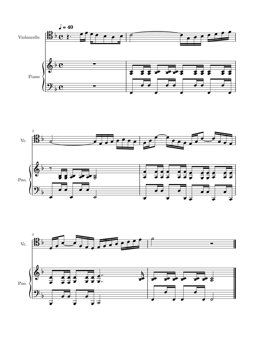 6 bars (1st version • cello & piano) Sheet music for Piano, Cello ...