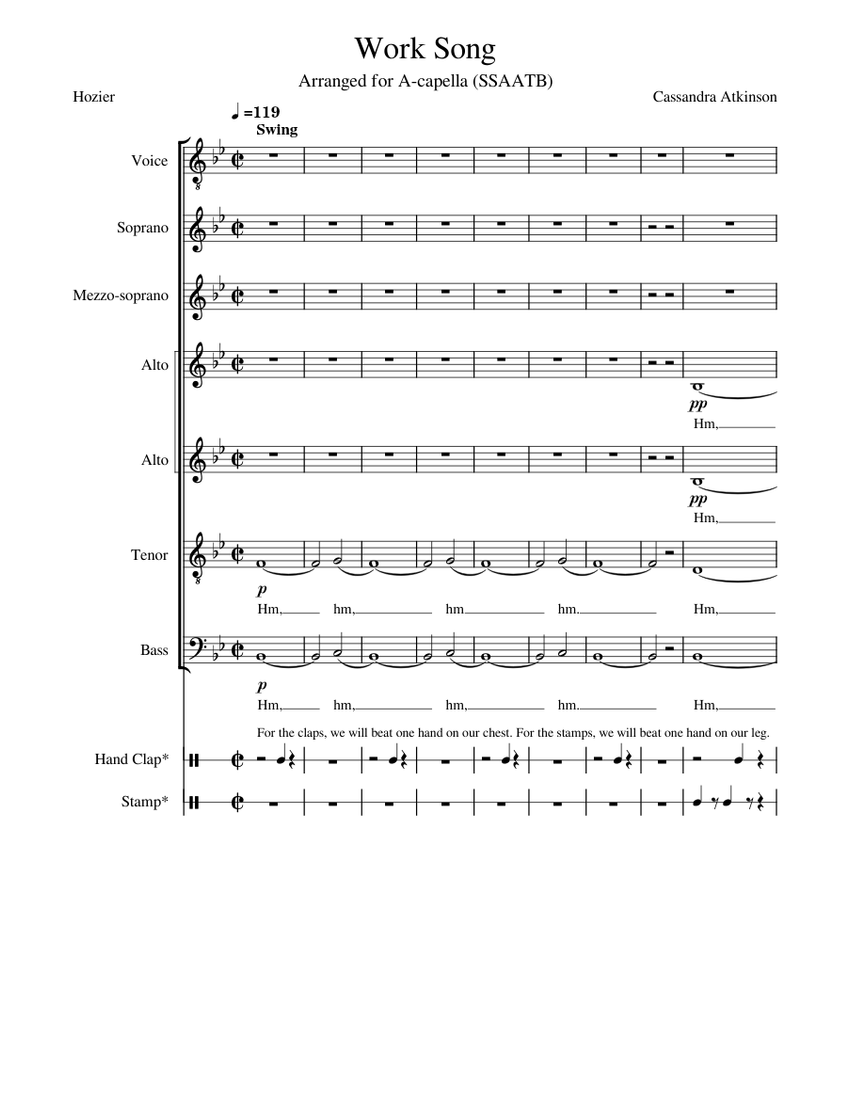 Work Song Sheet music for Soprano, Alto, Tenor, Bass voice & more ...