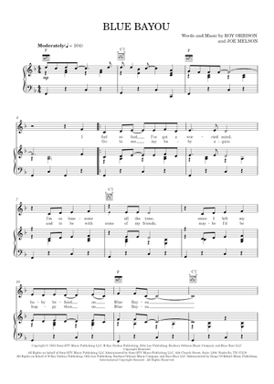 Blue Bayou – Roy Orbison Sheet Music for Piano, Trombone, Accordion ...