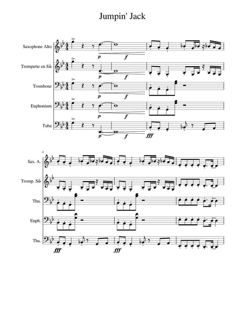 Jumping jack Sheet Music for Trombone, Euphonium, Tuba, Saxophone alto ...