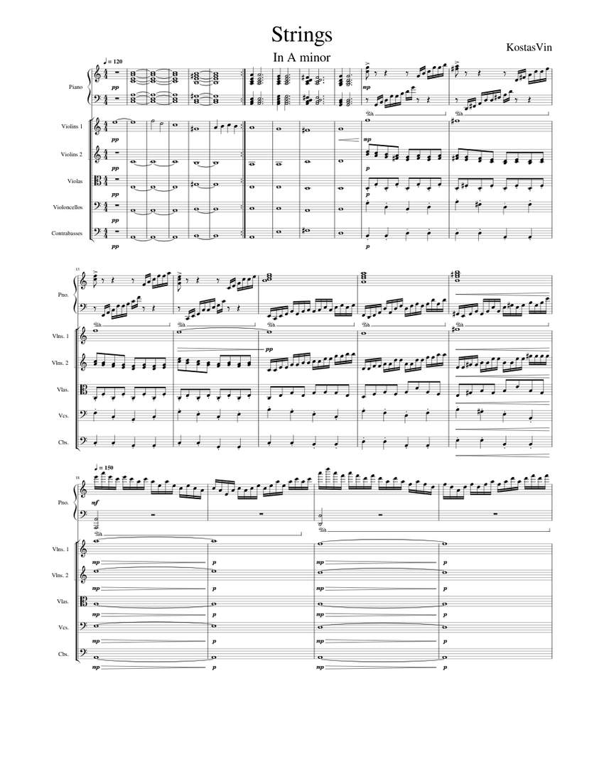 Strings Sheet music for Piano, Strings group (Piano Sextet) | Musescore.com