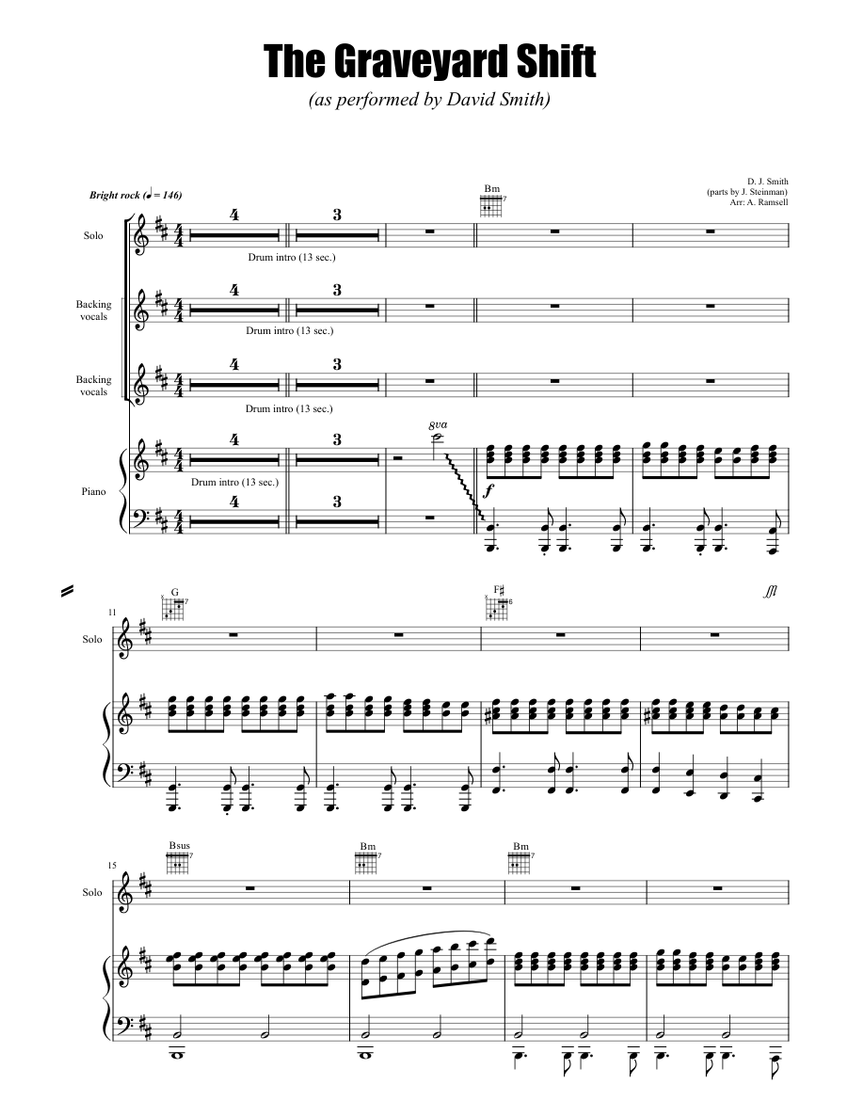 The Graveyard Shift - David J. Smith Sheet Music for Piano, Alto ...