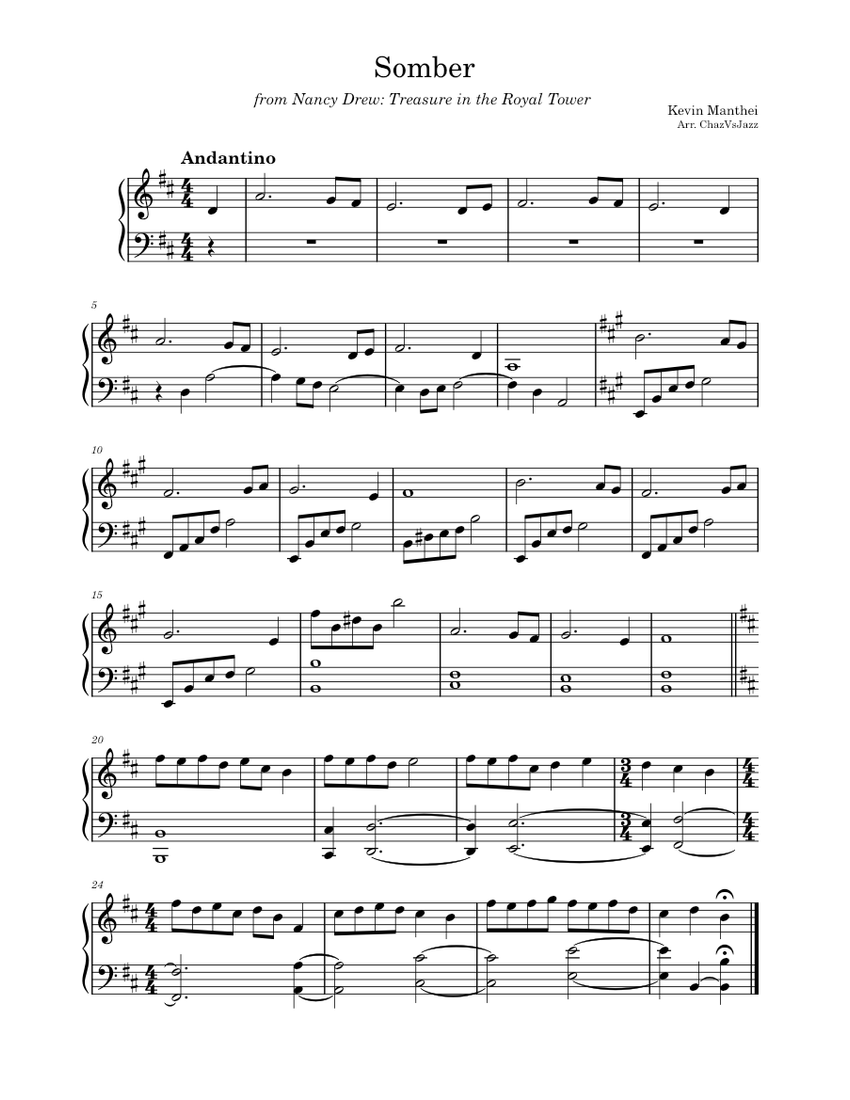 Somber Sheet Music for Piano (Solo) Easy | MuseScore.com