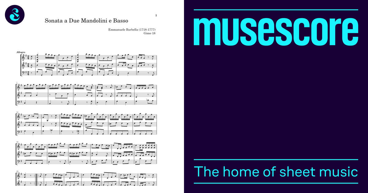 Sonata a Due Mandolini e Basso Sheet music for Violin, Cello (Mixed Trio) | Musescore.com