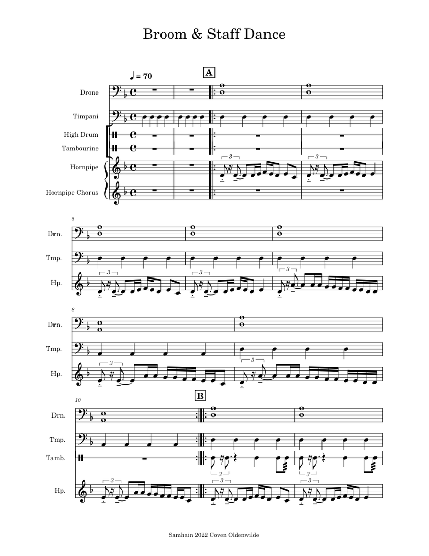 Broom & Staff Dance Sheet music for Piano, Tambourine, Bassoon, Timpani ...