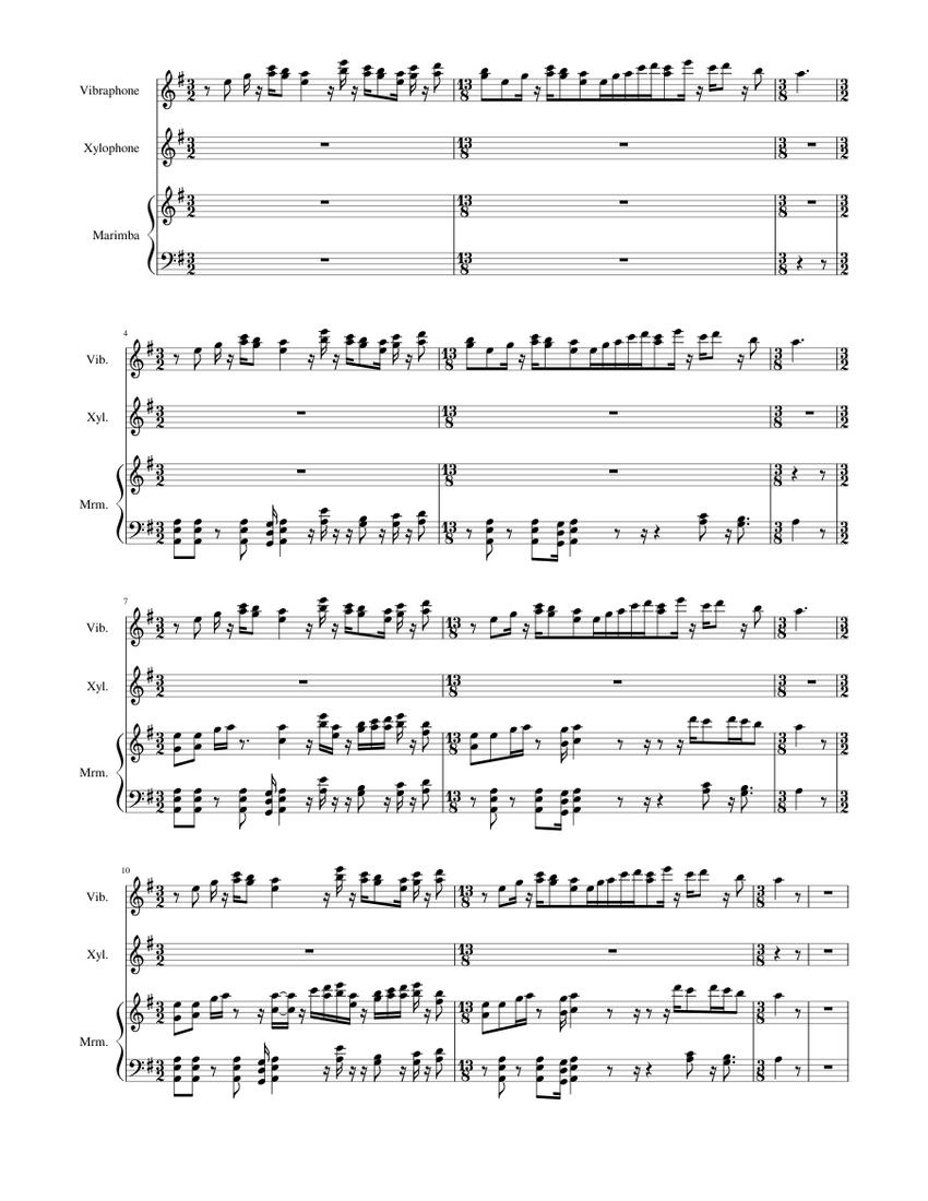 Minimalist 1st stage Sheet Music for Vibraphone, Marimba, Xylophone ...