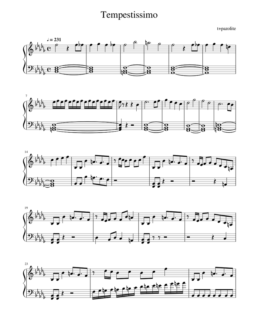 Tempestissimo Sheet Music for Piano (Solo) | MuseScore.com