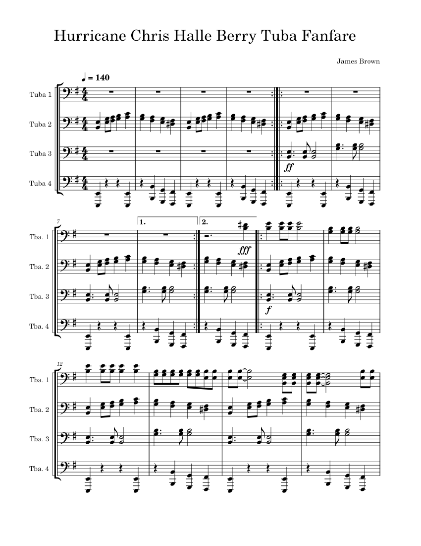 Hurricane Chris Halle Berry Tuba Fanfare Sheet music for Tuba (Mixed ...