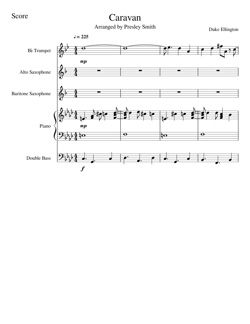 Caravan Sheet Music for Piano, Saxophone alto, Saxophone baritone ...