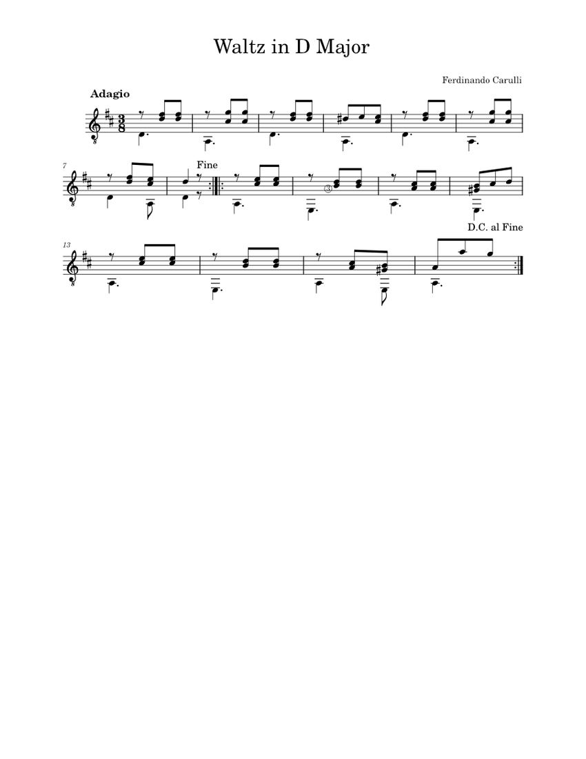Waltz in D Major – Ferdinando Carulli Sheet music for Guitar (Solo ...