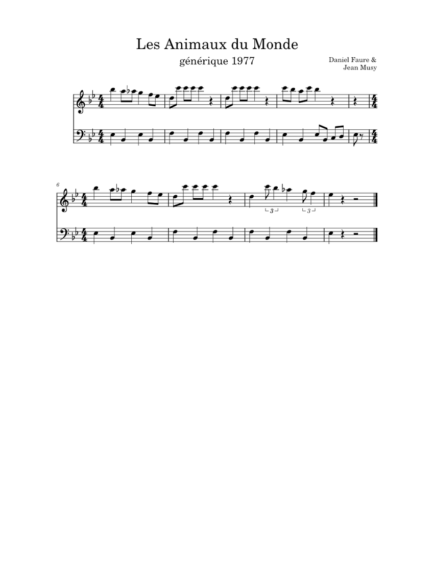 Les Animaux du Monde – Daniel Faure Jean Musy Sheet Music for Piano ...