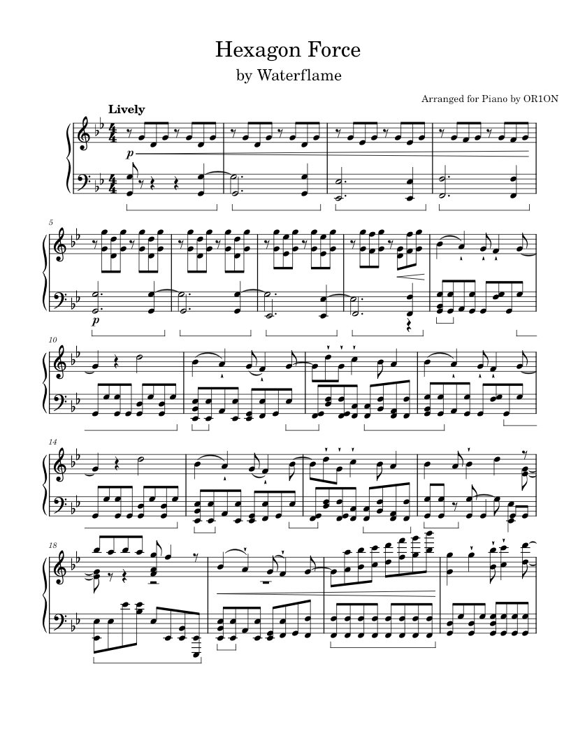Hexagon Force – Waterflame (Piano Solo) Sheet music for Piano (Solo ...