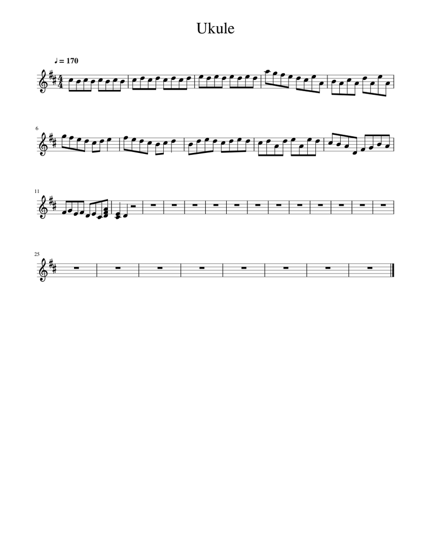 Ukule1 Sheet Music for Ukulele (Solo) | MuseScore.com