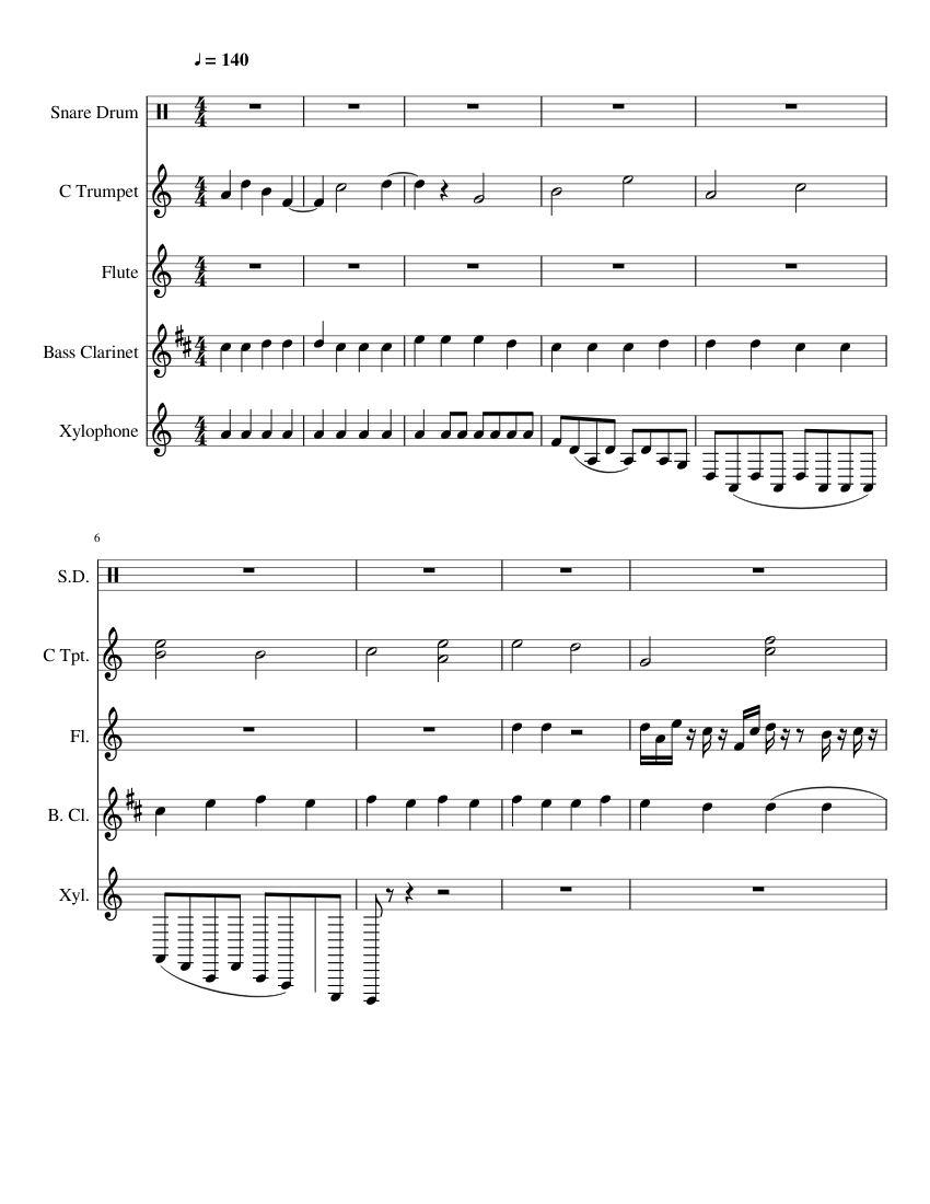 Clockwork Section 1: Extravagante Sheet music for Flute, Trumpet other ...