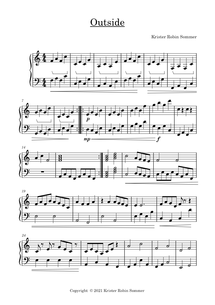 Outside Sheet music for Piano (Solo) Easy | Musescore.com