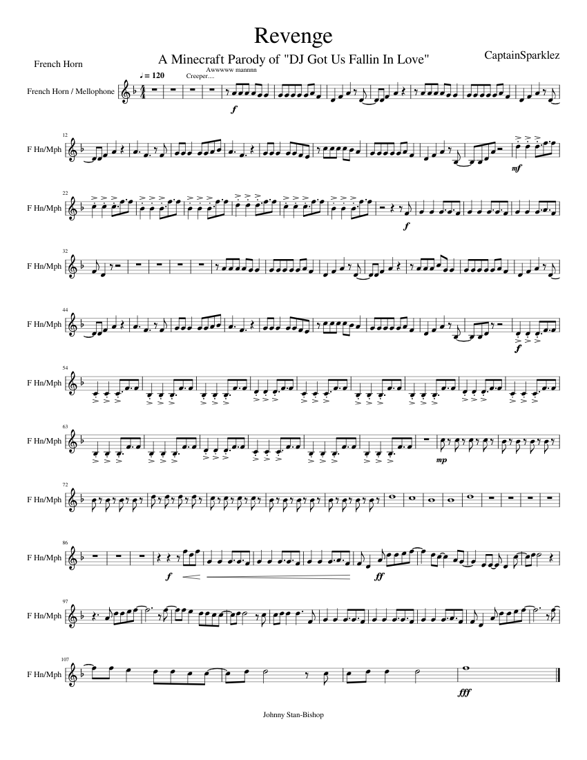 Revenge Minecraft French Horn/Mellophone Sheet music for French horn ...