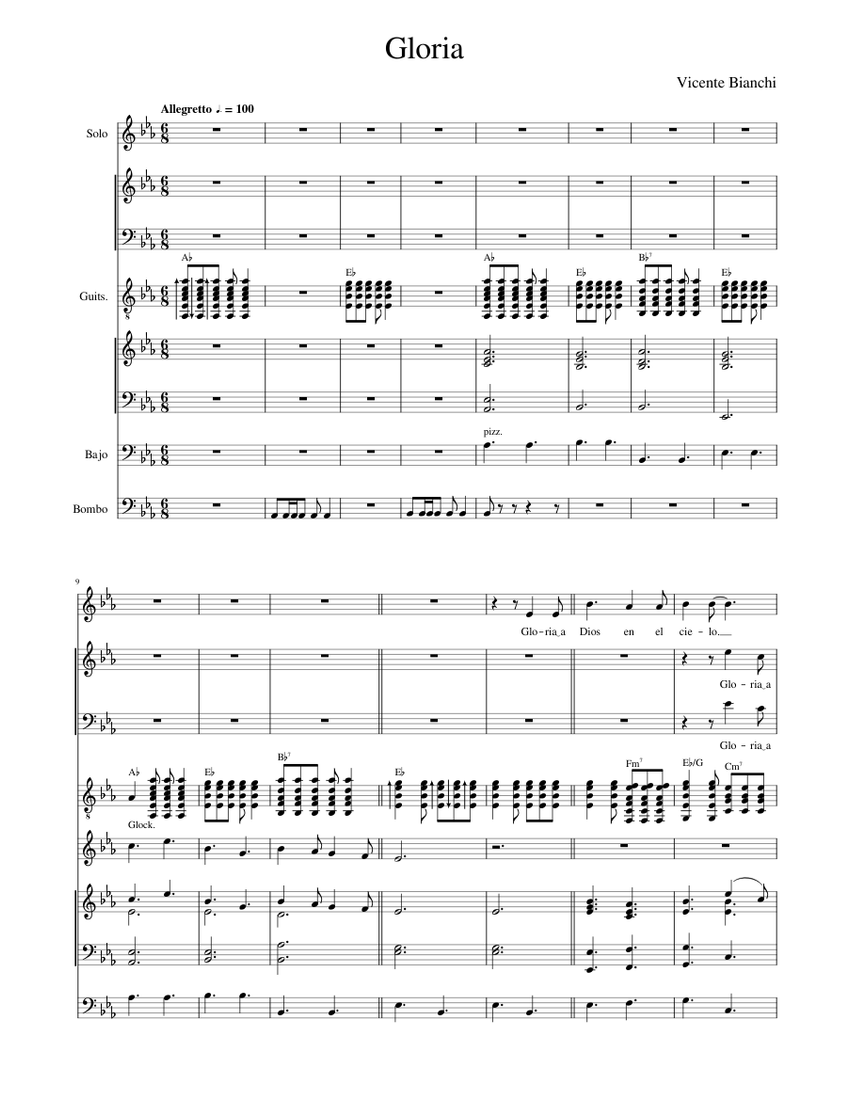 Gloria Sheet music for Organ, Vocals, Female, Male & more instruments ...