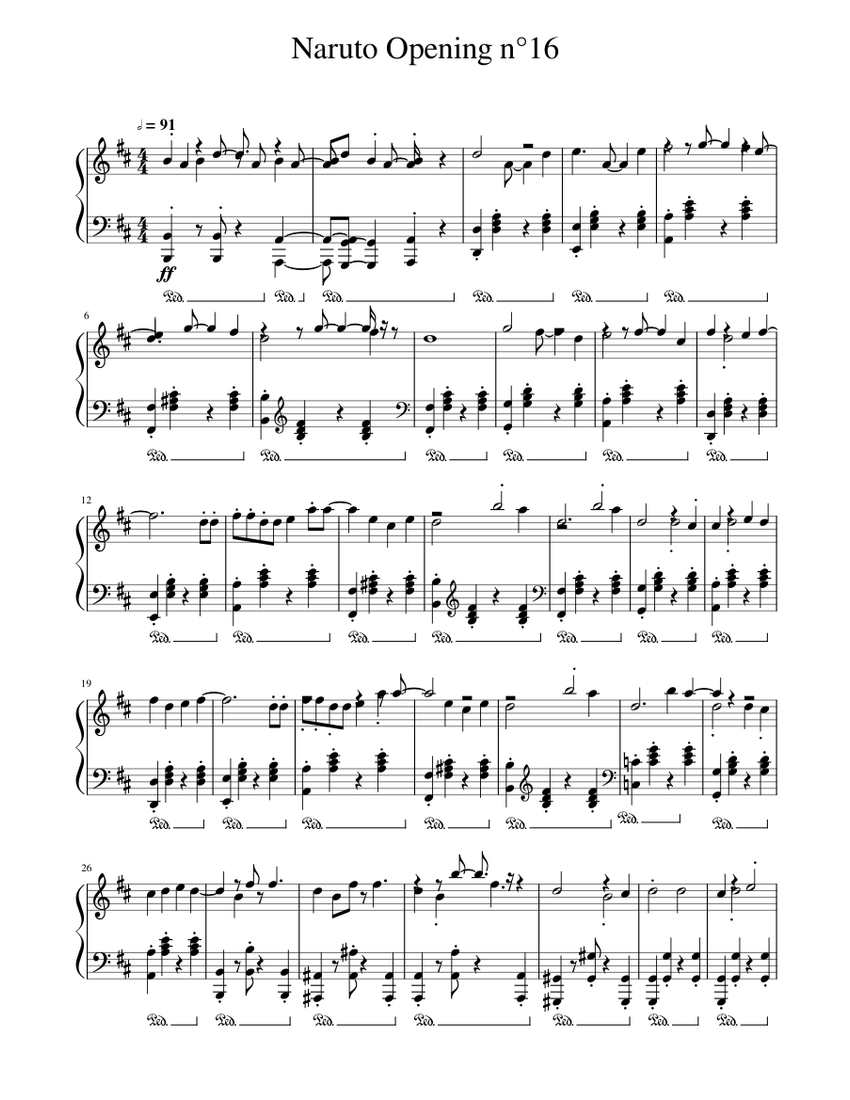 Naruto Shippuden OP 16 Sheet Music for Piano (Solo) Easy | MuseScore.com