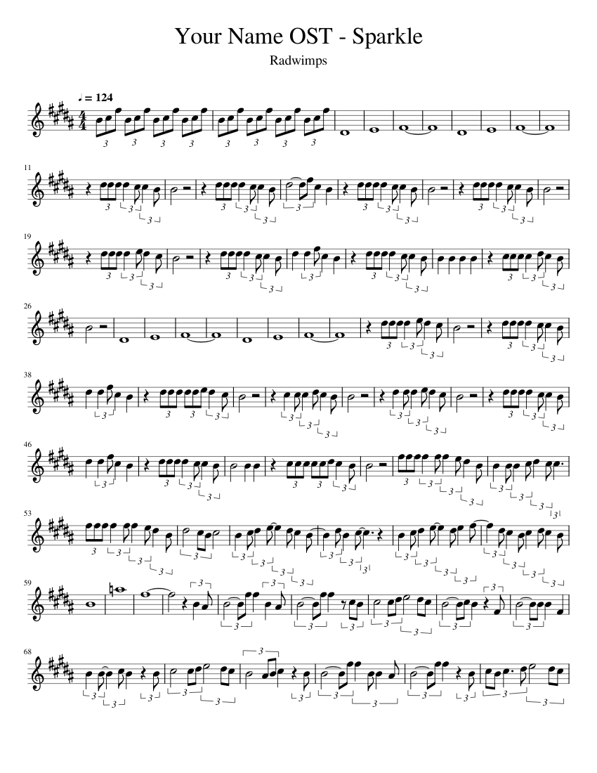 Your Name OST - Sparkle Sheet Music for Flute (Solo) | MuseScore.com