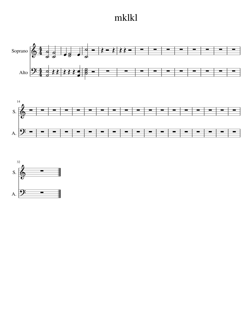 4840678 Mklkl Sheet music for Soprano, Alto (Choral) | Musescore.com