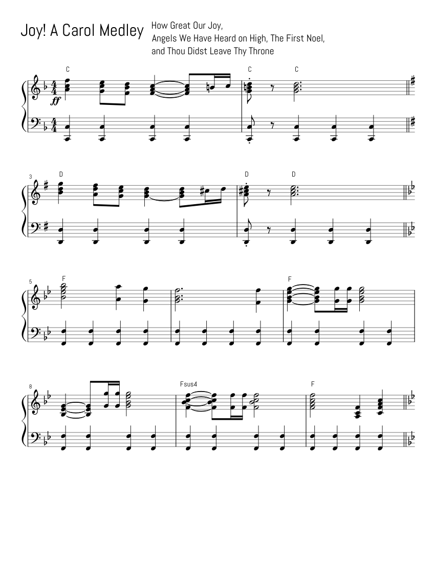 Joy! A Carol Medley Sheet music for Piano, Vocals (Mixed Trio ...