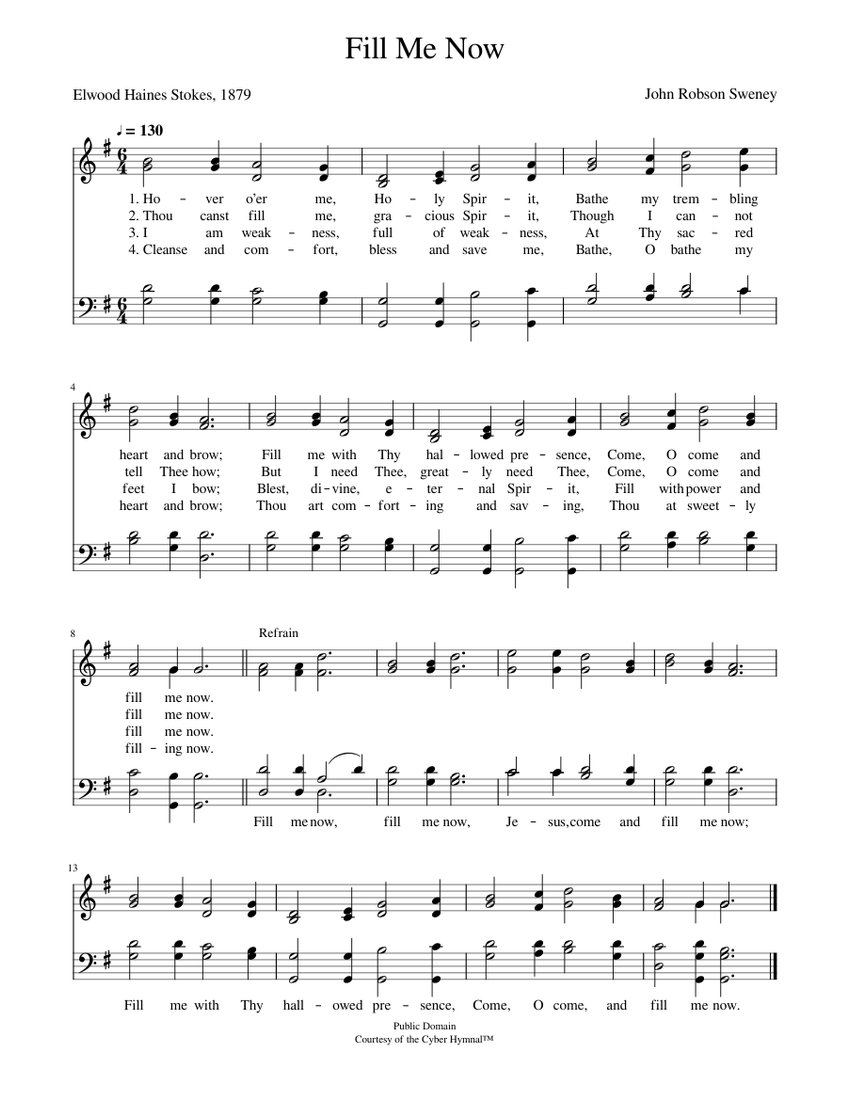 Fill me now - John R. Sweney Sheet Music for Piano (Piano Duo ...