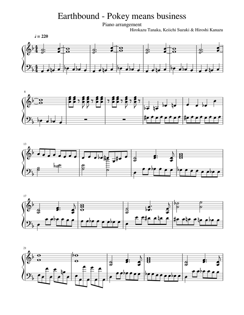 Earthbound - Pokey means business! (piano arr.) Sheet music for Piano ...