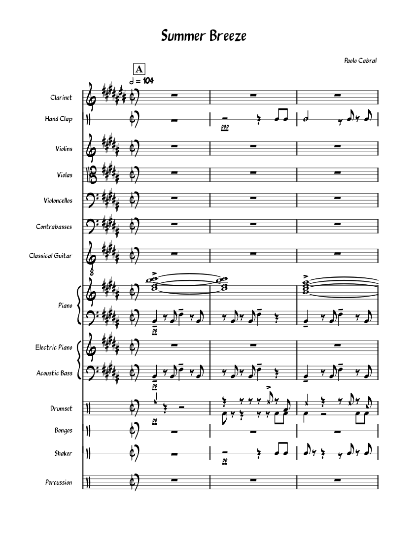 Summer Breeze Sheet Music for Piano, Guitar, Bass guitar, Drum group ...