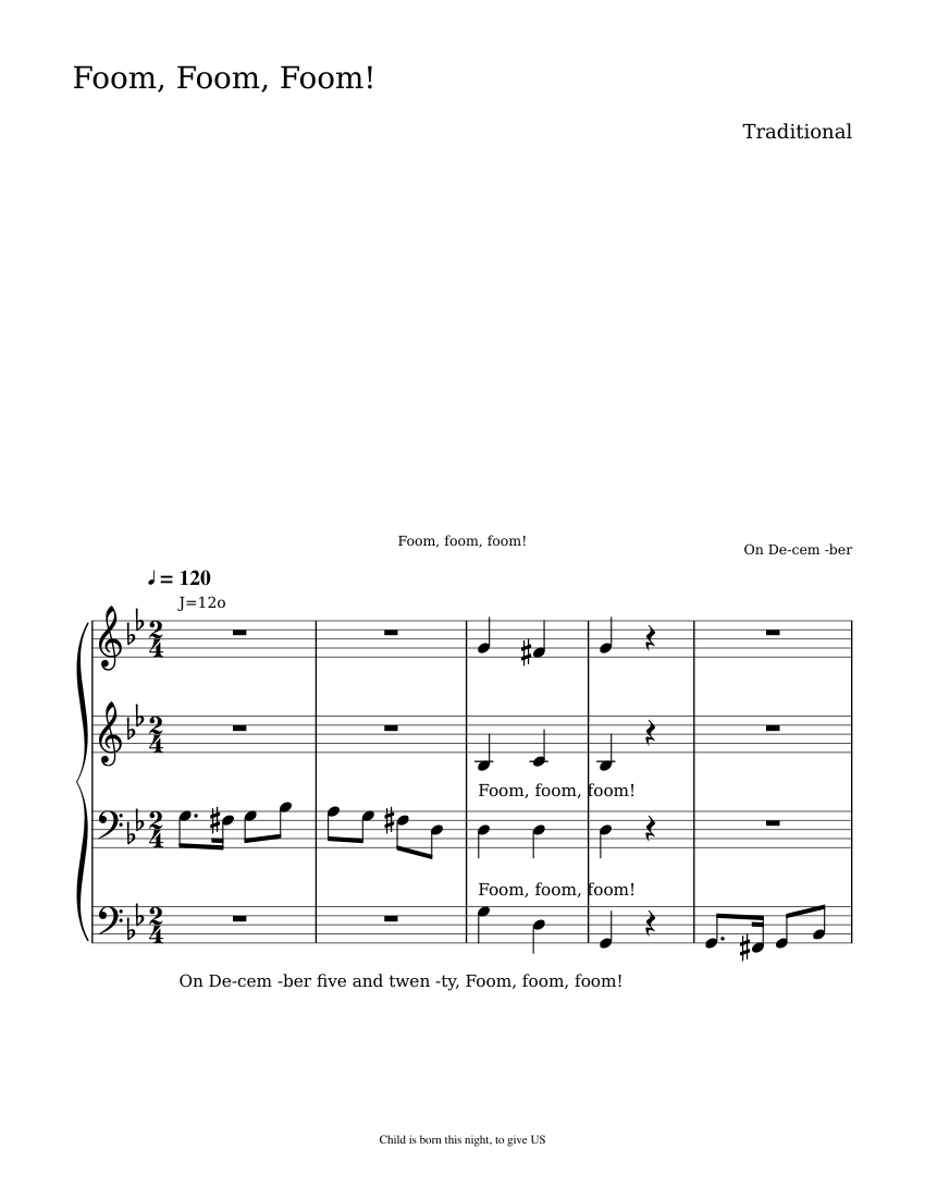 Foom Foom Foom Sheet Music for Piano (Solo) easy | MuseScore.com